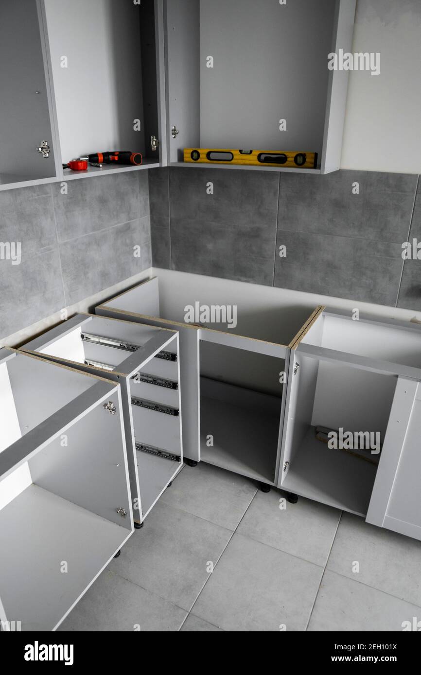 Custom kitchen cabinets installation without a furniture facades mdf ...