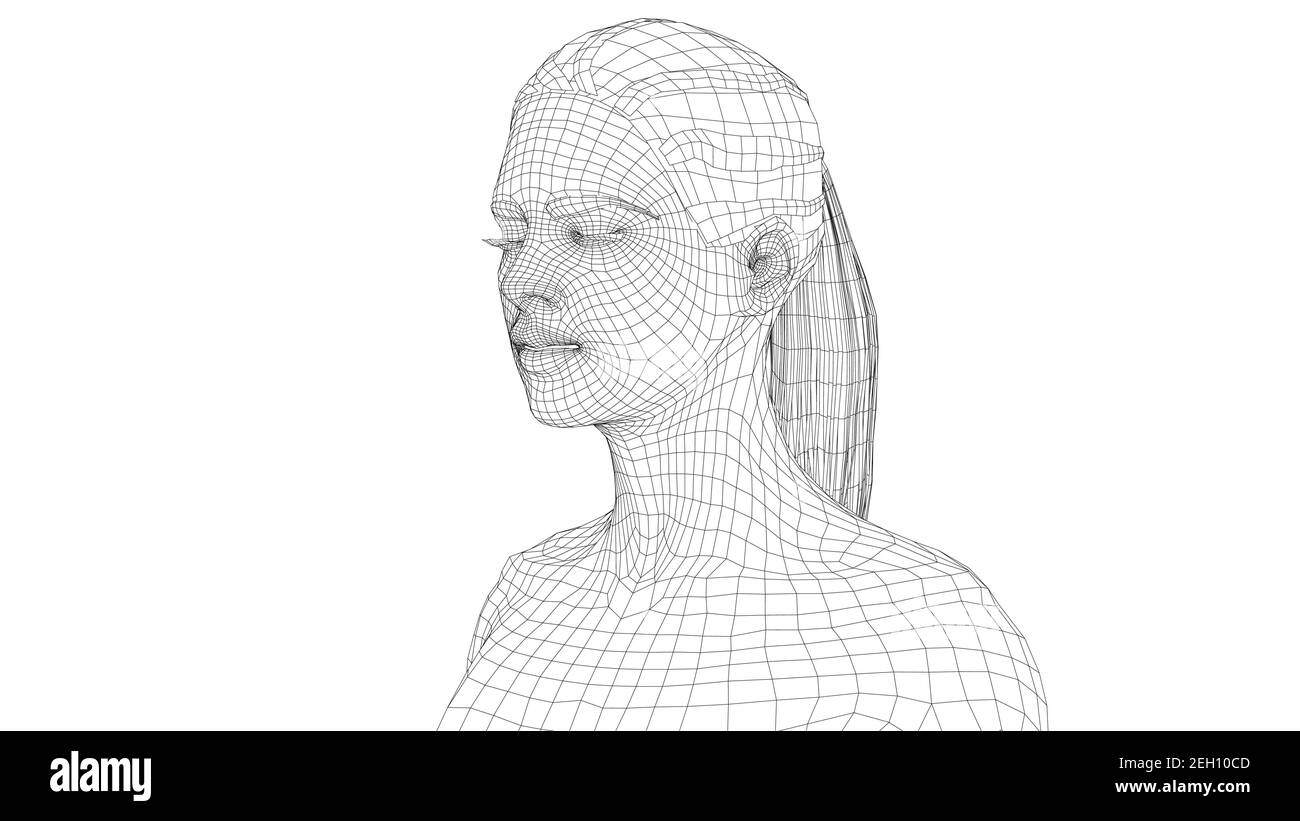 Wireframe portrait of a young beautiful girl Stock Vector Image & Art ...