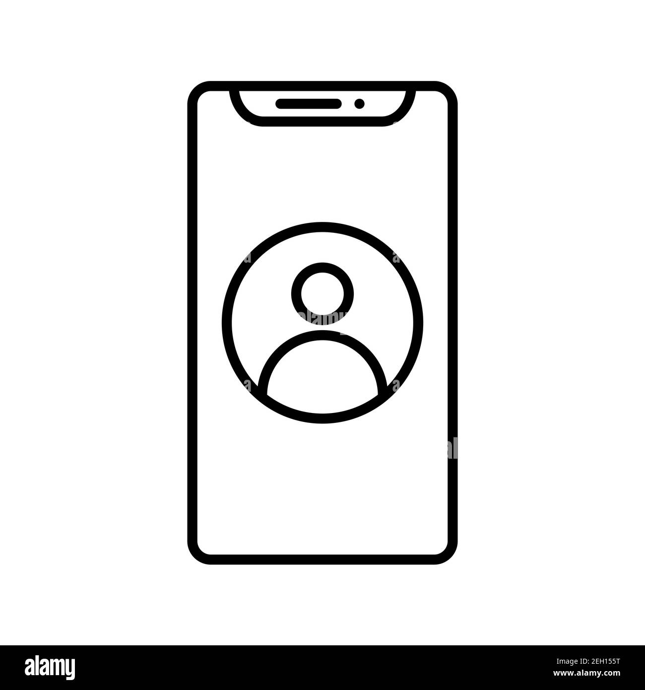 Illustration of profile on phone line vector icon isolated on white ...