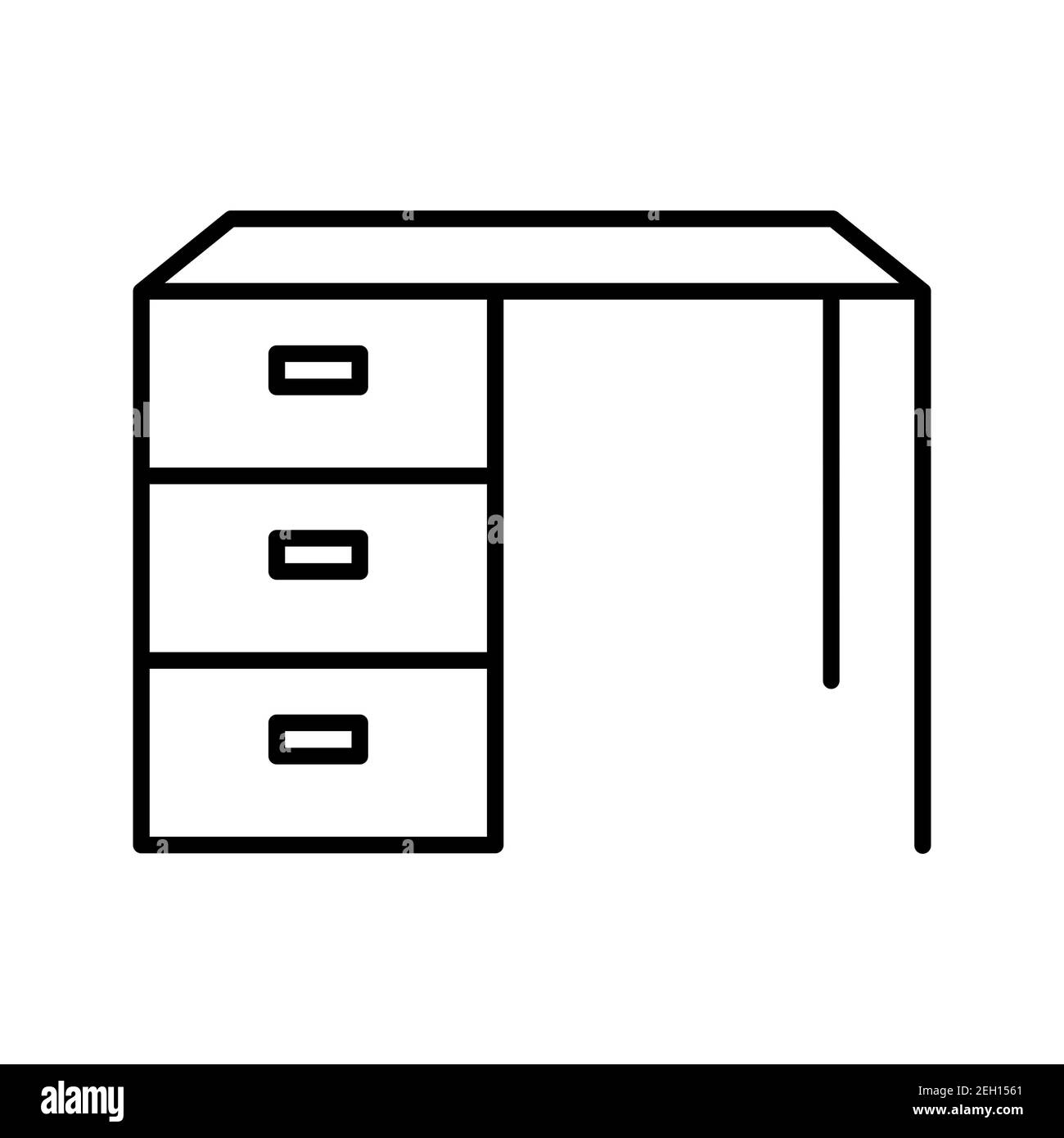 Illustration of working desk line vector icon isolated on white ...
