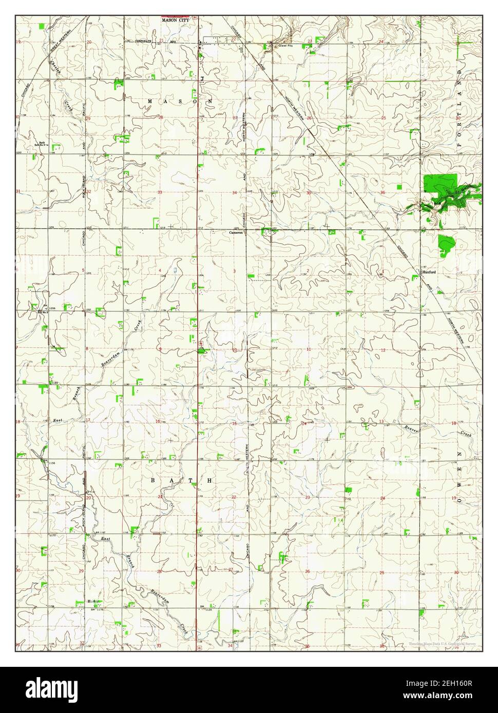 Hanford, Iowa, map 1959, 1:24000, United States of America by Timeless ...