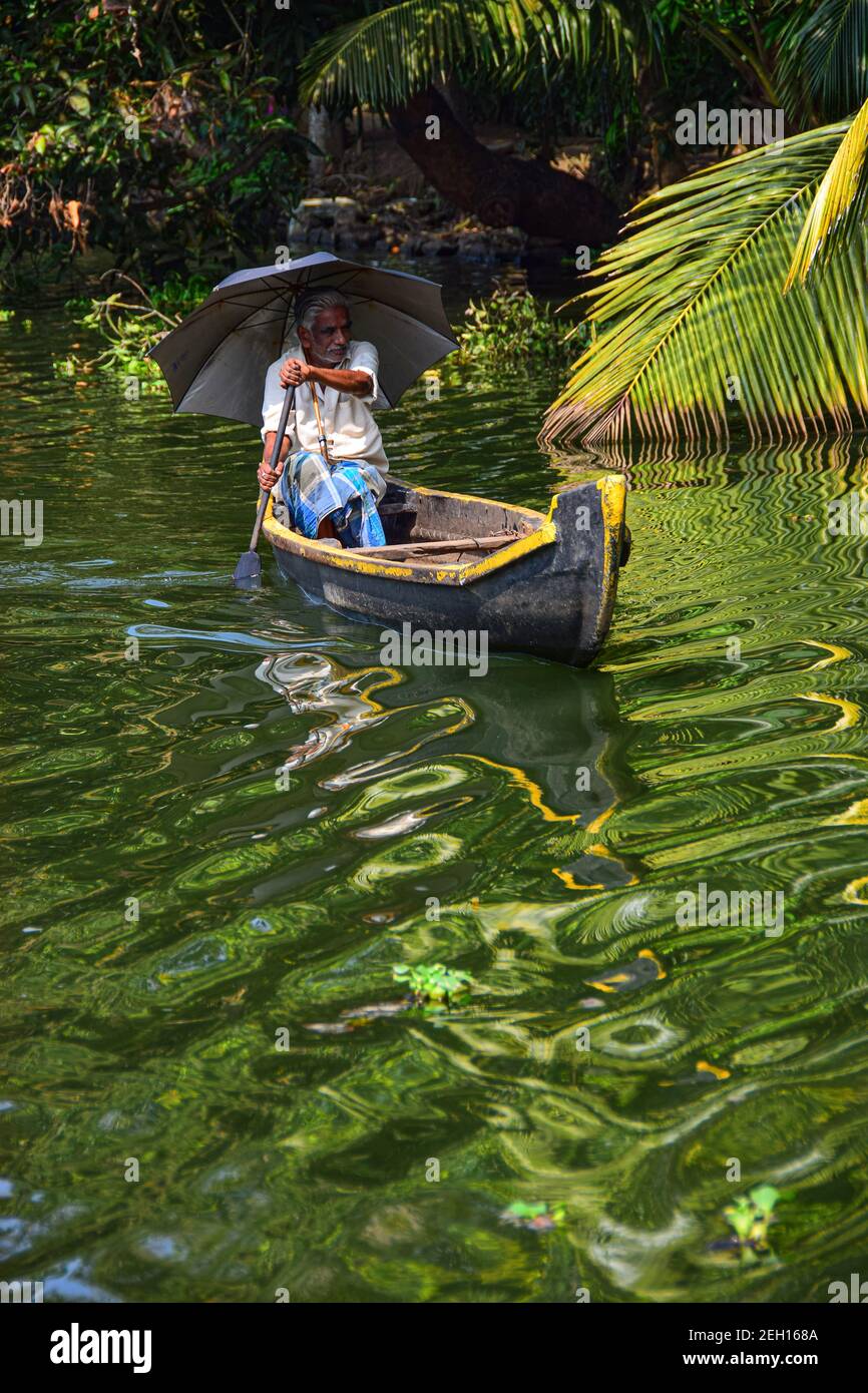 Kayak, Kerala Backwaters, Kerala, India Stock Photo - Alamy
