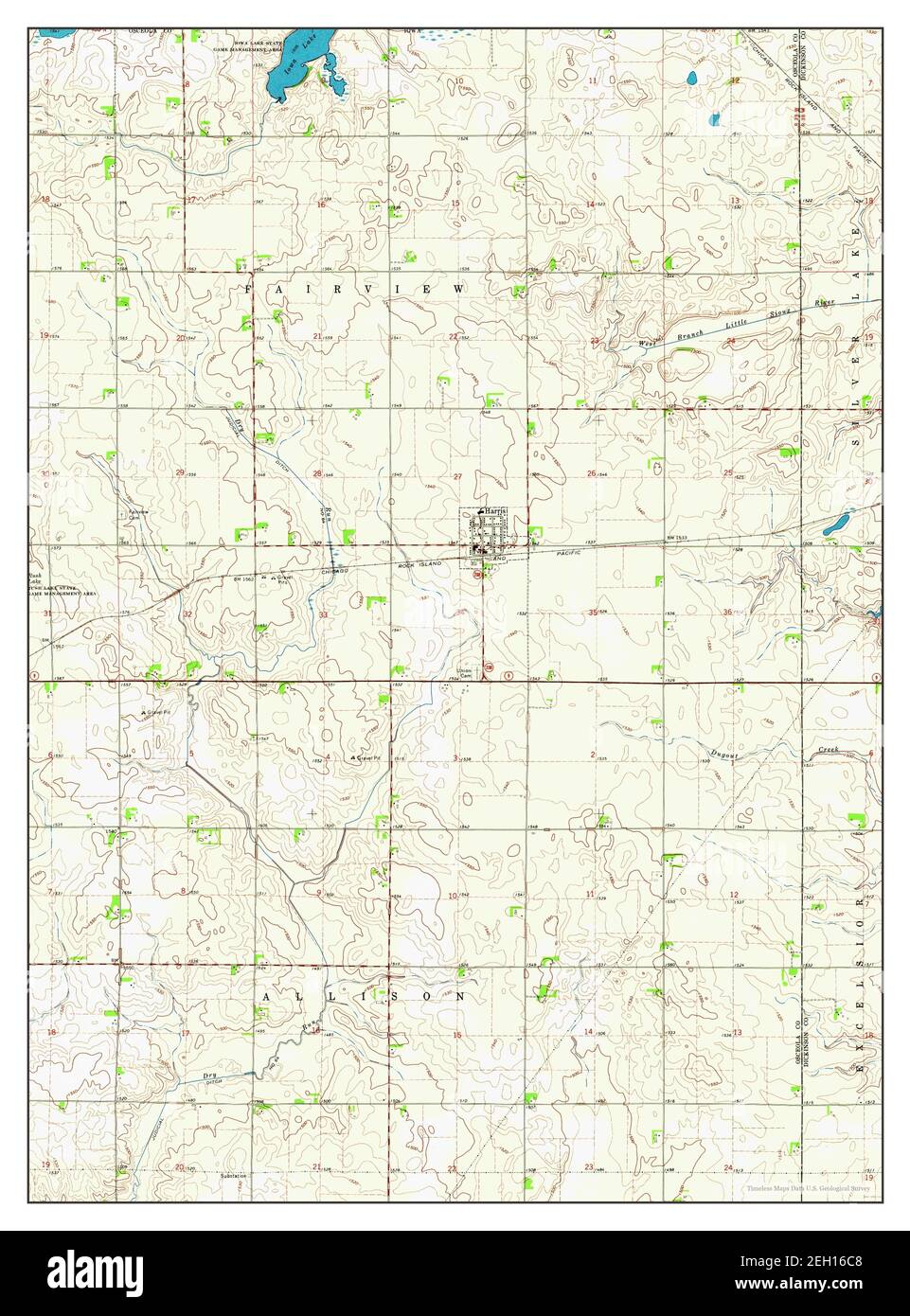 Harris, Iowa, map 1970, 1:24000, United States of America by Timeless ...