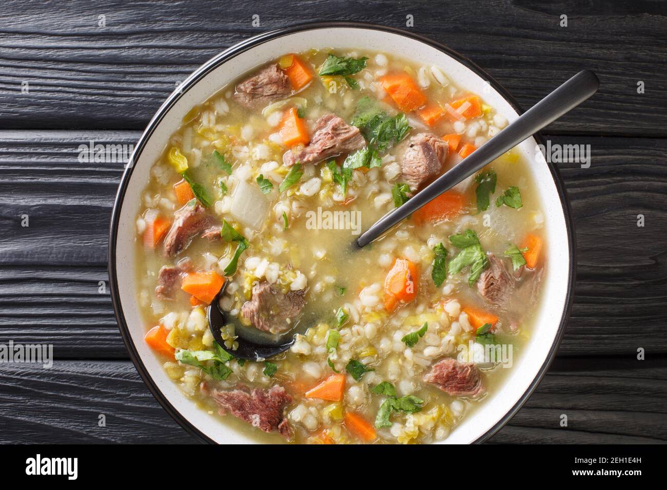 Tasty Scotch Rich broth filled with bite-sized pieces of root vegetable ...