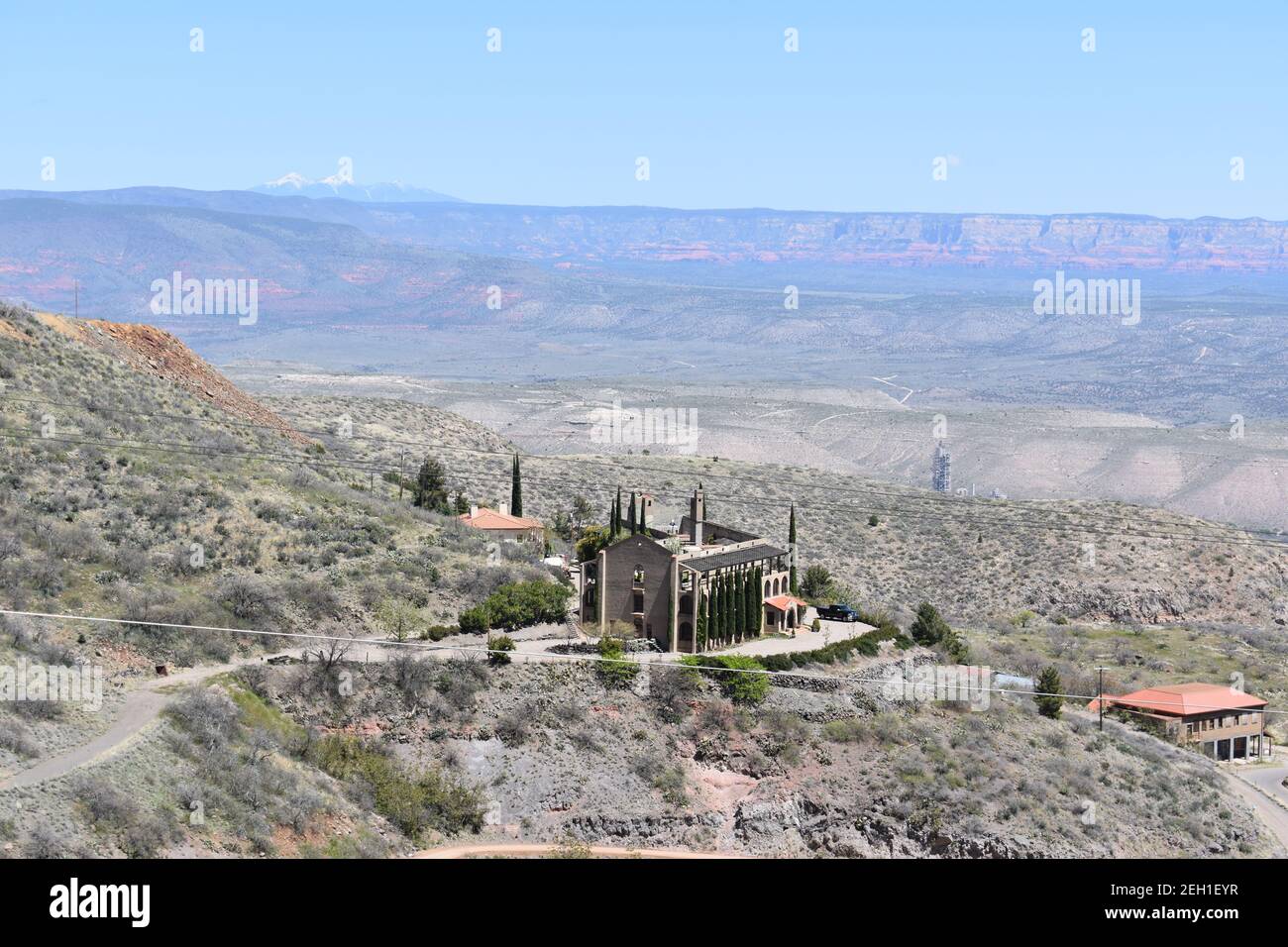 Historic hotel on the hillside in the old mining town of Jerome ...