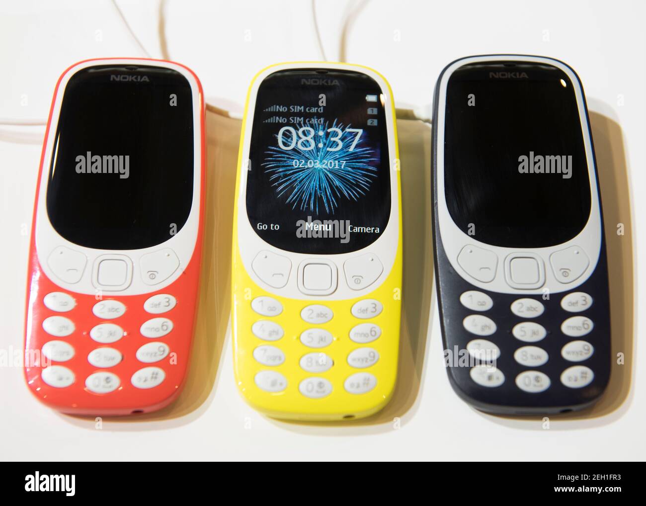 Nokia's updated 3310 on display at the GSMA Mobile World Congress 2017 ...
