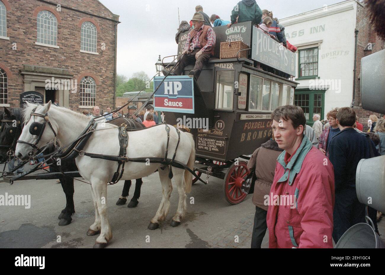 A horse drawn bus at the Black Country Museum near Dudley in the West ...
