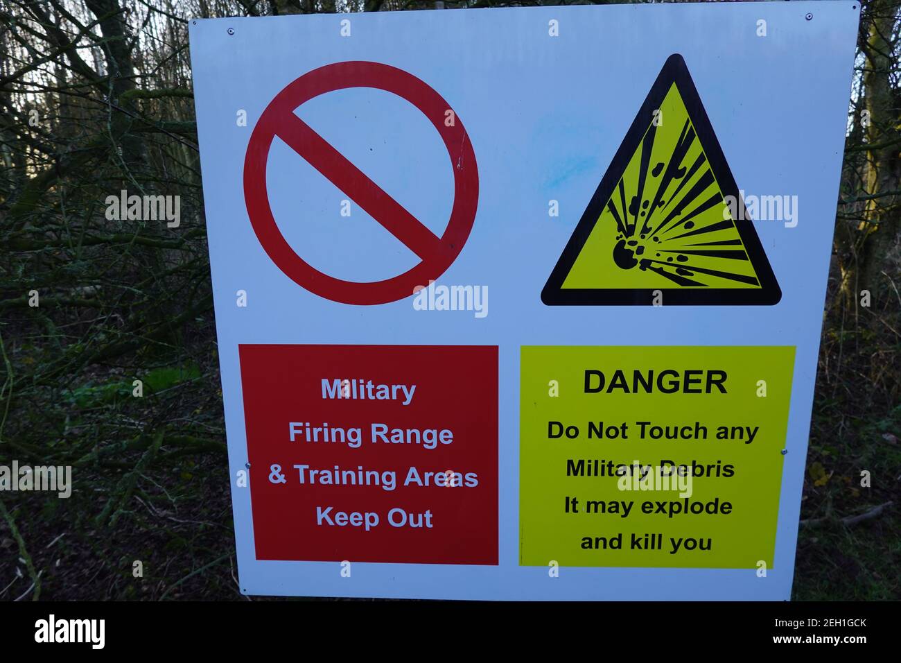 Warning sign, Altcar Training Camp, Hightown, Crosby, Merseyside Stock ...