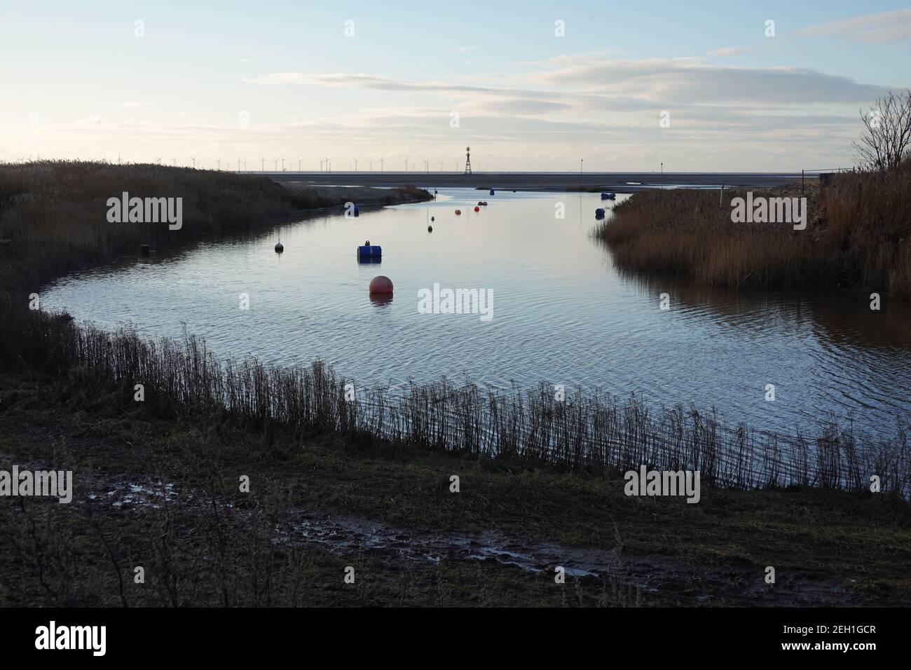 River Alt flowing into River Mersey, Hightown, Merseyside, UK Stock ...