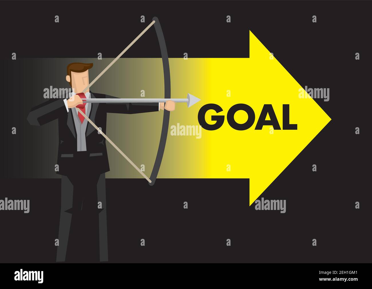 Businessman archer aiming with a arrow. Concept of goal setting. raise ...