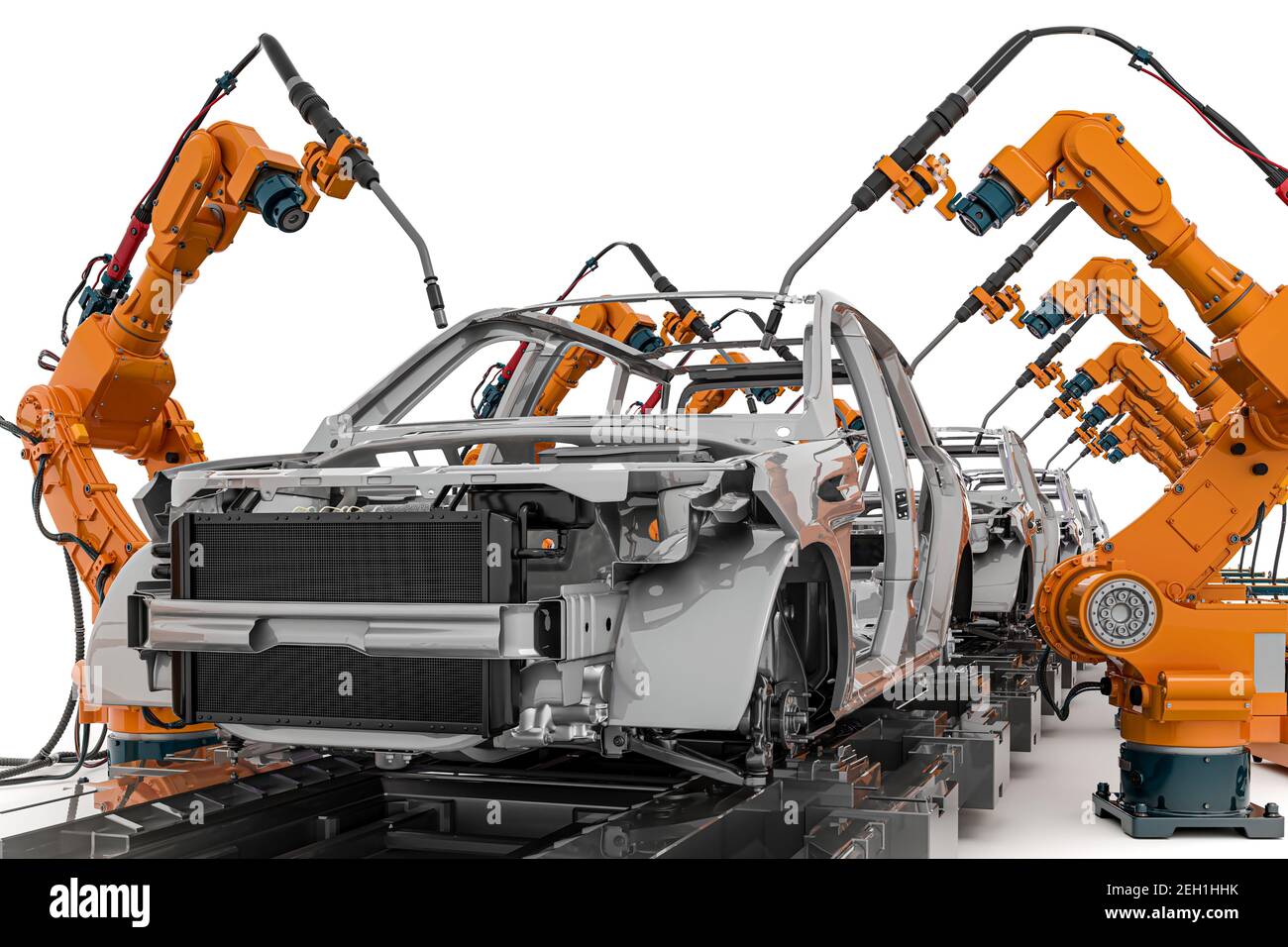3d robots, car production line Stock Photo - Alamy