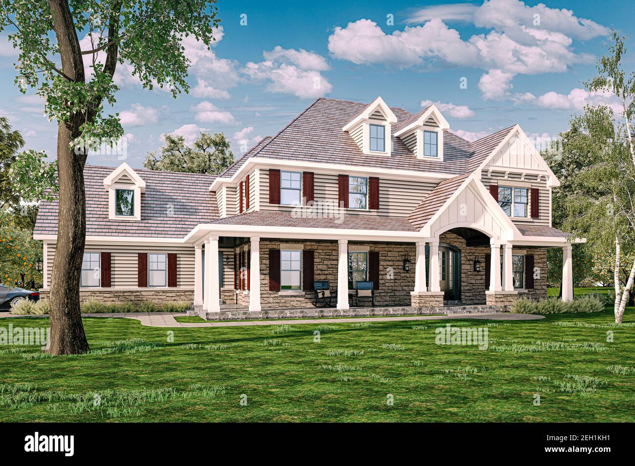 3d beautiful house exterior render Stock Photo - Alamy