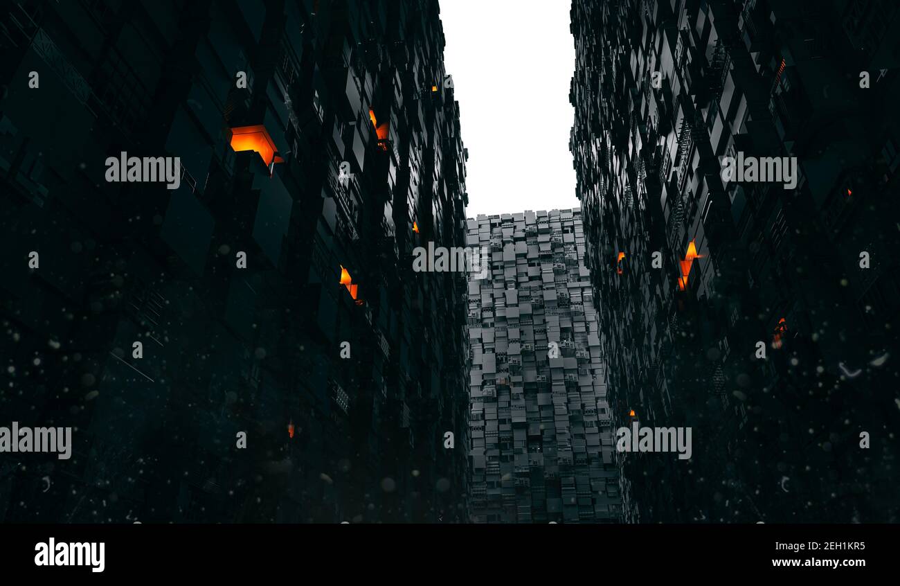 3d render of futuristic structure, walls Stock Photo - Alamy