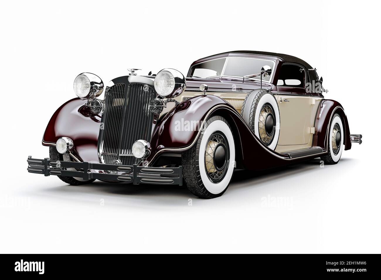 3d beautiful vintage retro car render Stock Photo - Alamy