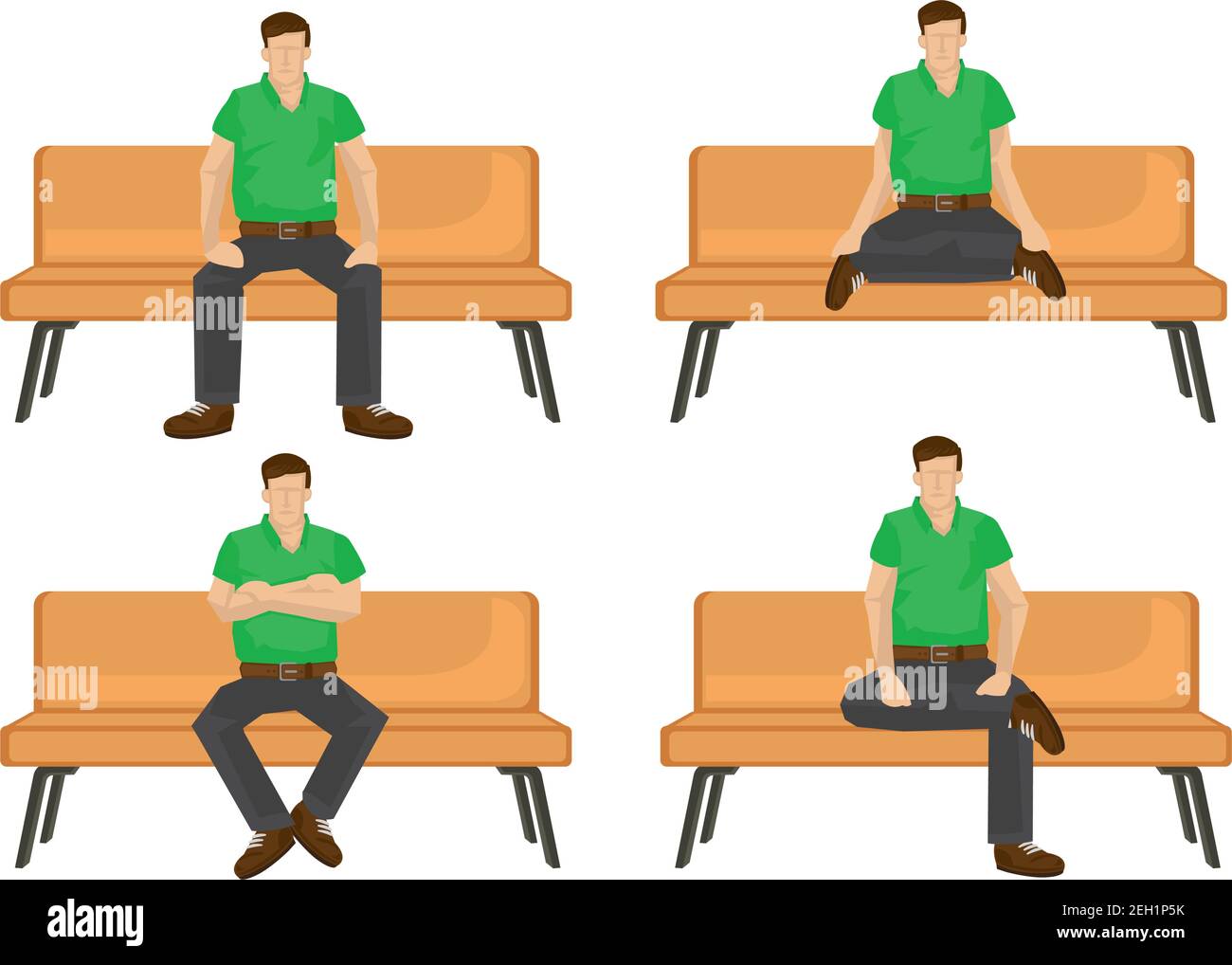 Set of full length casual man in various sitting positions isolated on ...