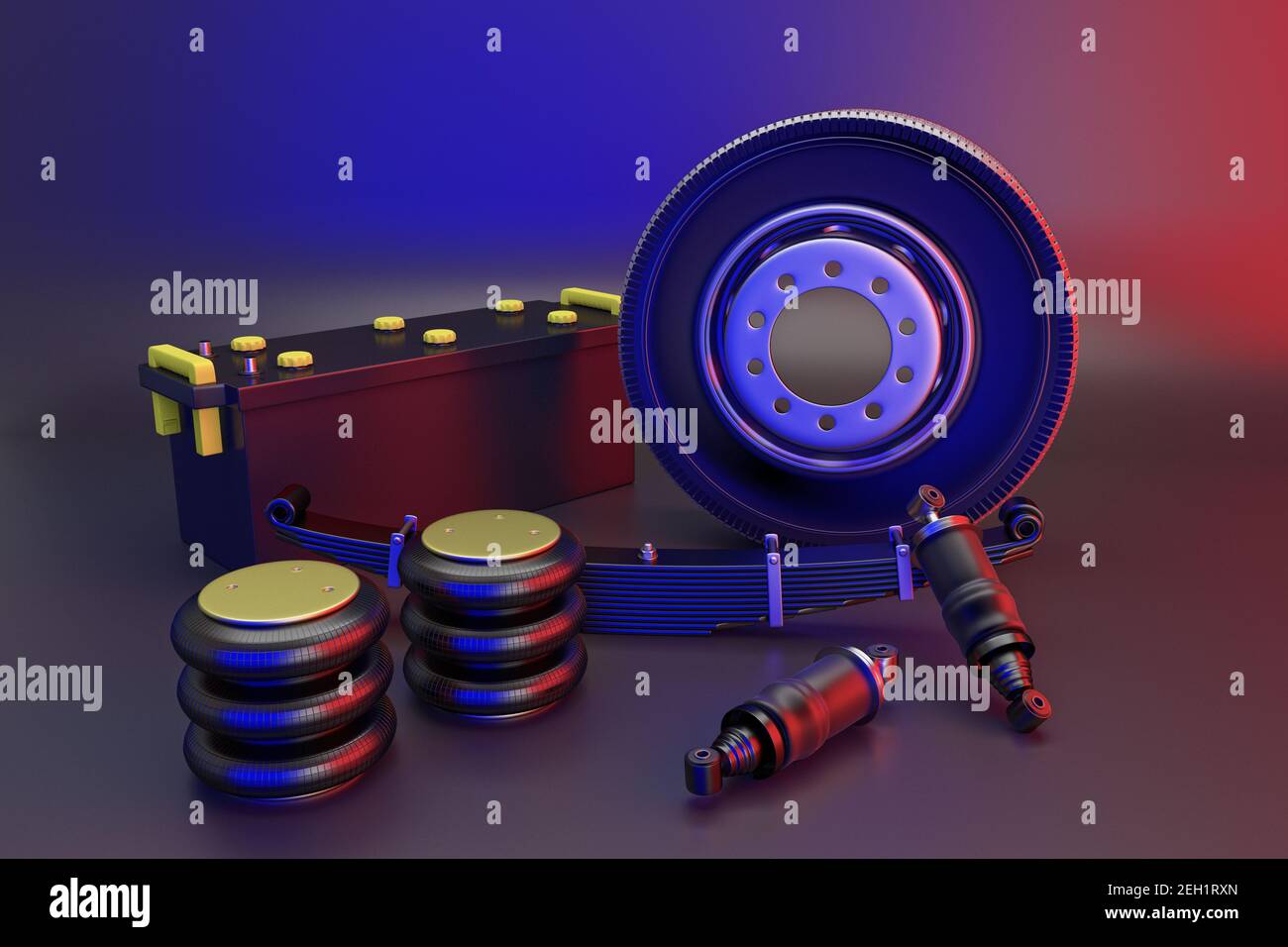 Many new auto parts for commercial transport truck. Spare parts for ...