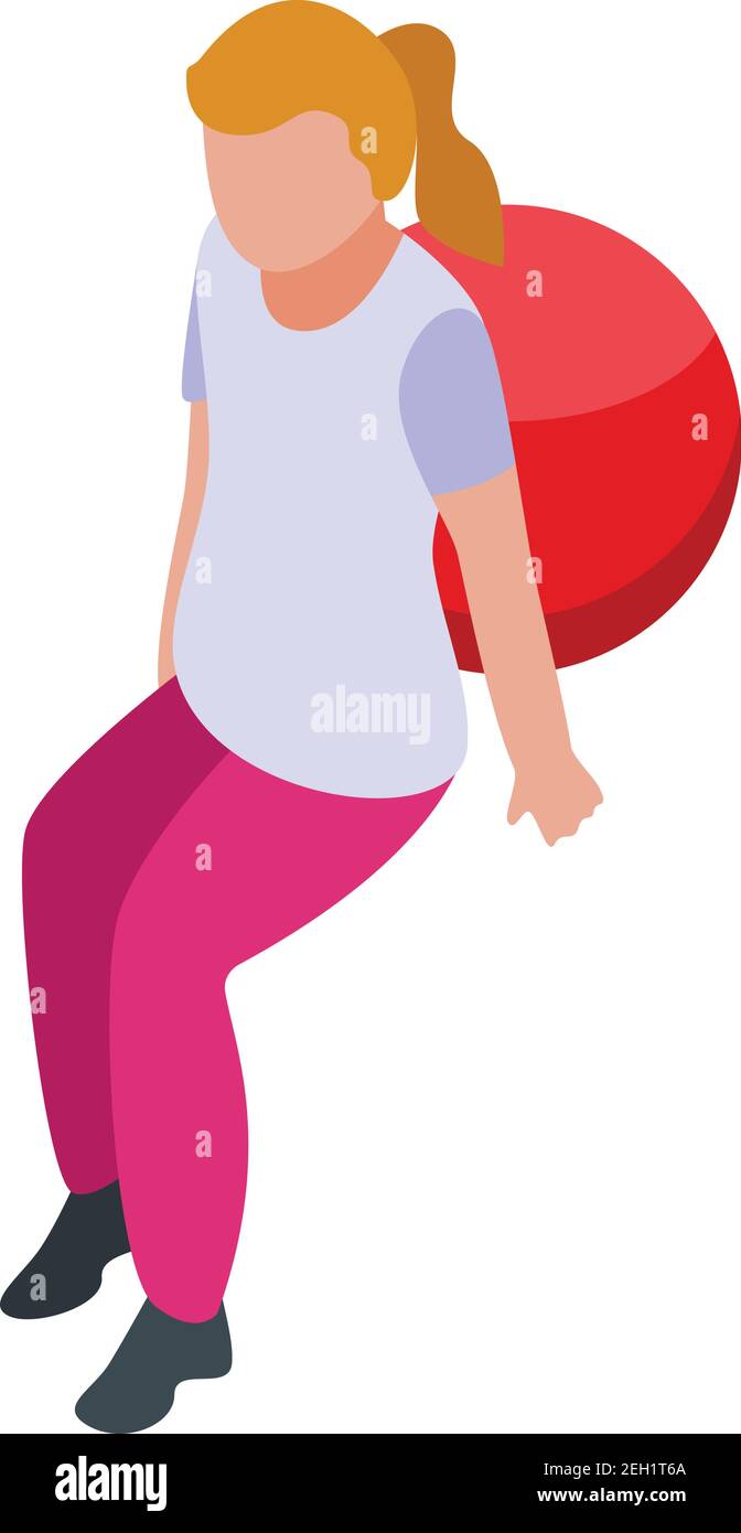 Fitness ball exercise icon. Isometric of fitness ball exercise vector ...