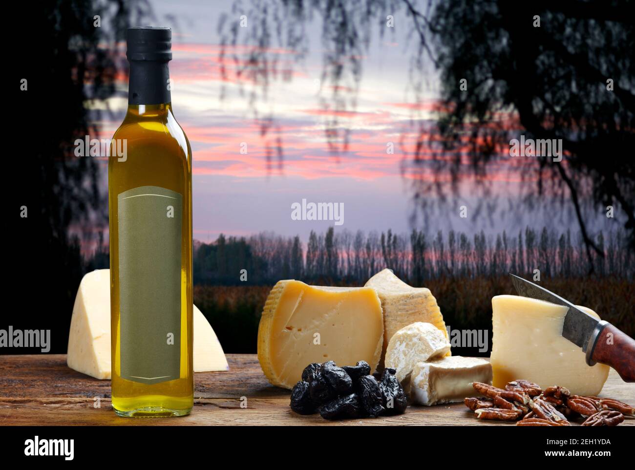 olive oil and various cheeses Stock Photo - Alamy