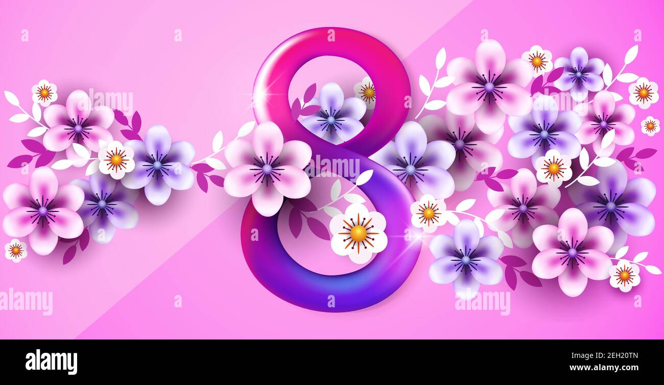 elegant eight number womens day 8 march holiday celebration banner ...