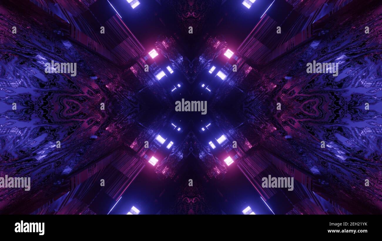 Shiny neon geometric pattern 3d illustration Stock Photo - Alamy