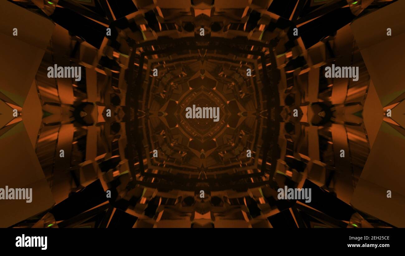 3D illustration of orange crystal tunnel Stock Photo - Alamy