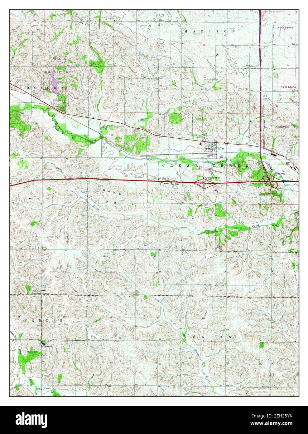 Tiffin, Iowa, map 1965, 1:24000, United States of America by Timeless ...