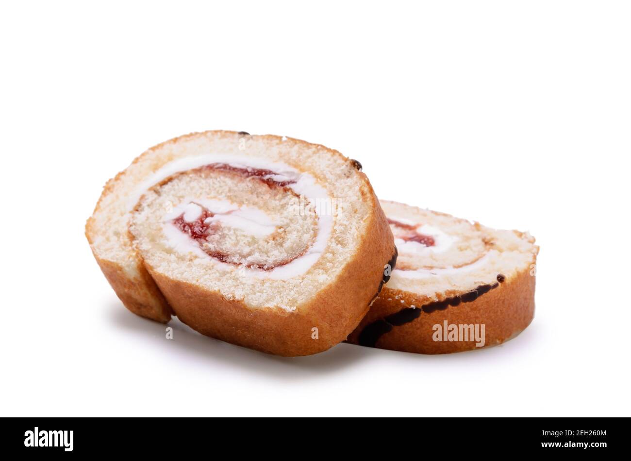 sliced cake roll on white background with soft shadow Stock Photo - Alamy