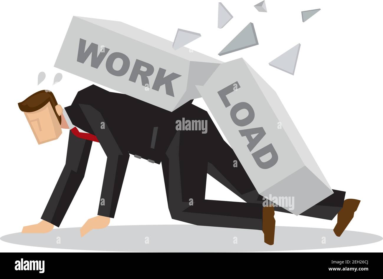 Businessman attack by a giant brick title workload. Business metaphor ...