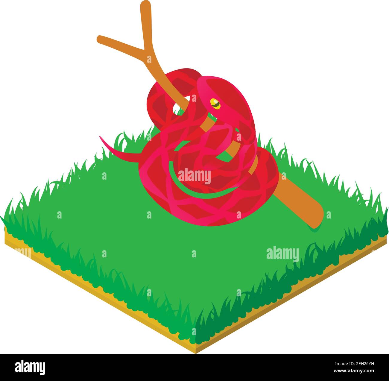 Red snake icon. Isometric illustration of red snake vector icon for web ...