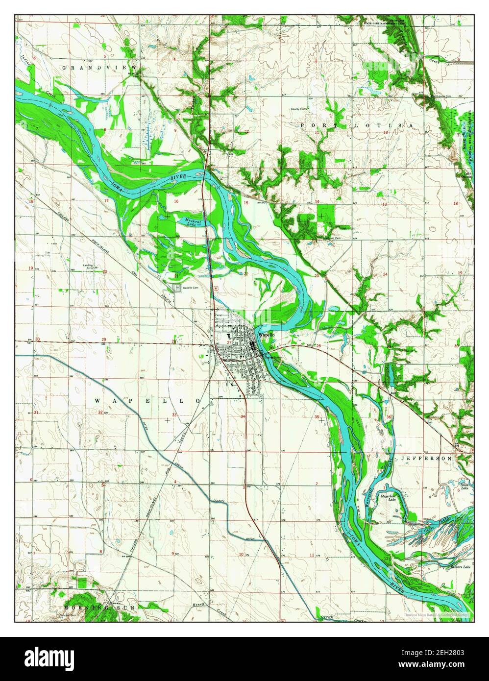 Wapello, Iowa, map 1965, 1:24000, United States of America by Timeless ...
