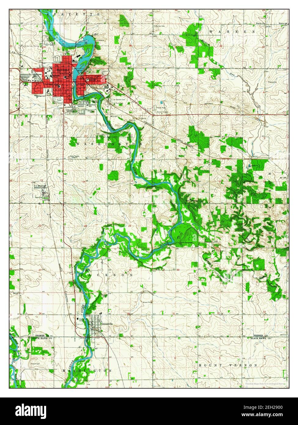 Waverly, Iowa, map 1963, 1:24000, United States of America by Timeless ...