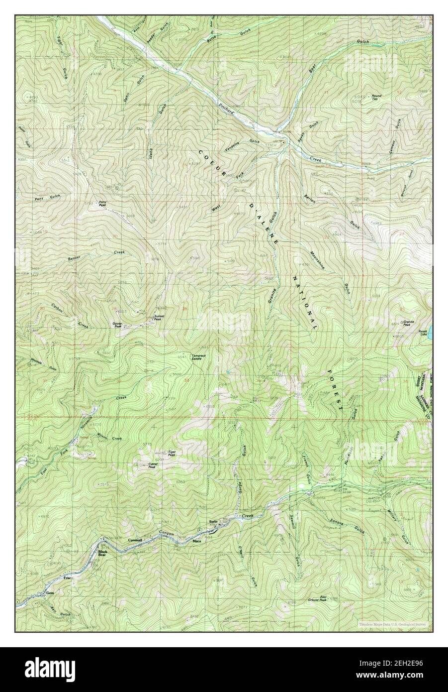 Burke, Idaho, map 1985, 1:24000, United States of America by Timeless ...