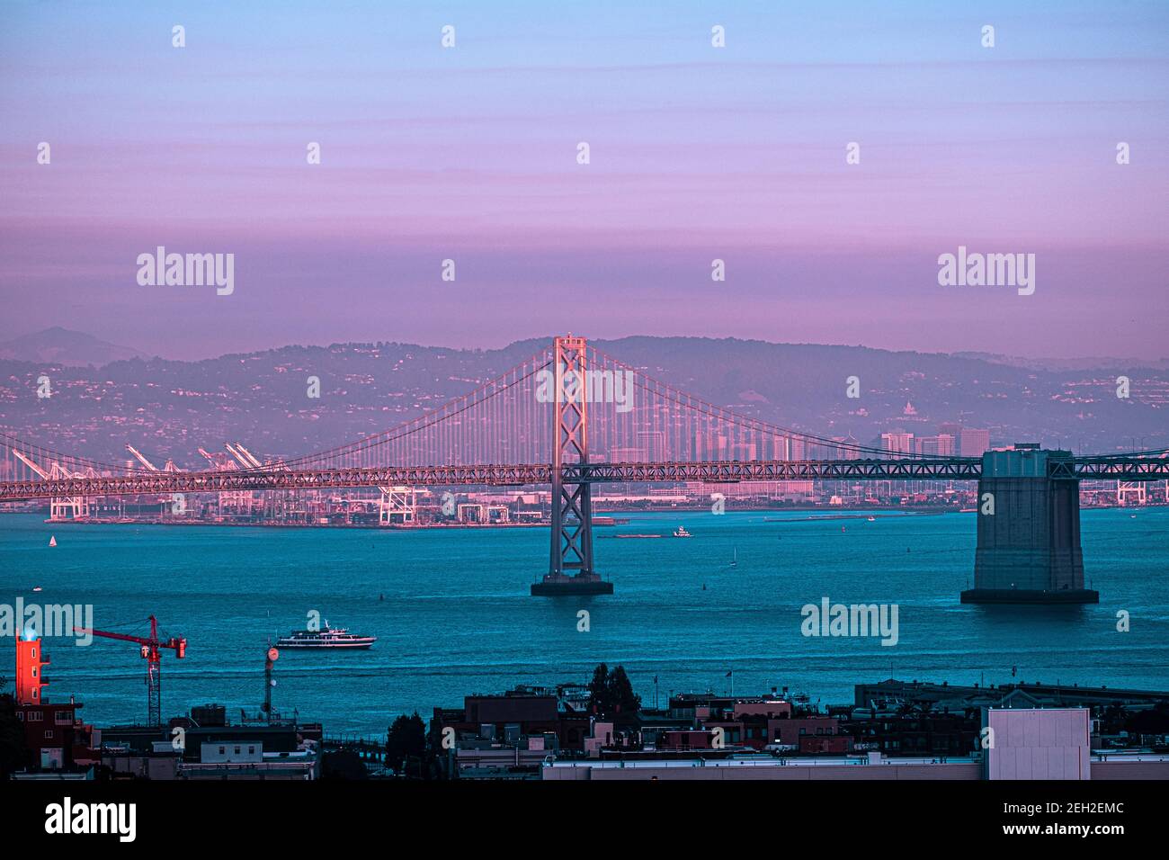 Beautiful Oakland Bay Bridge on the San Francisco Bay in California ...