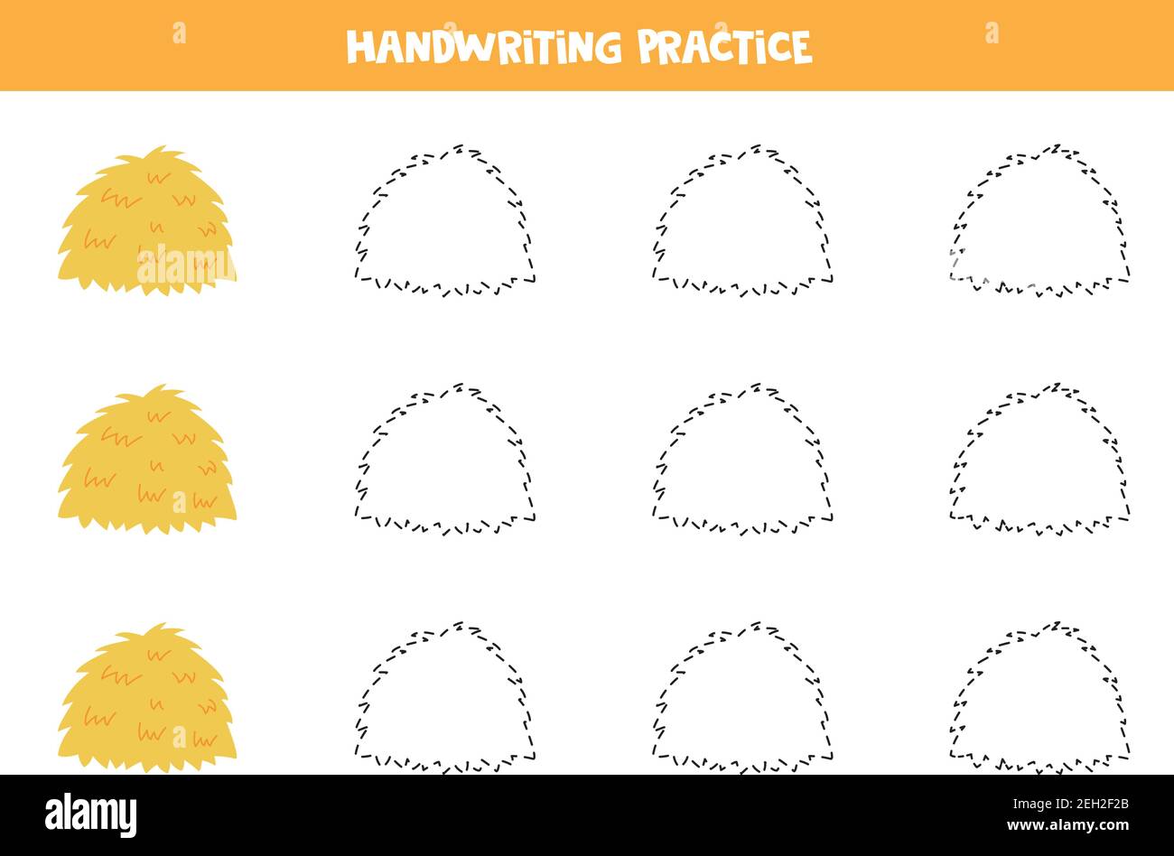 Tracing contours of cartoon haystack. Handwriting practice for children ...