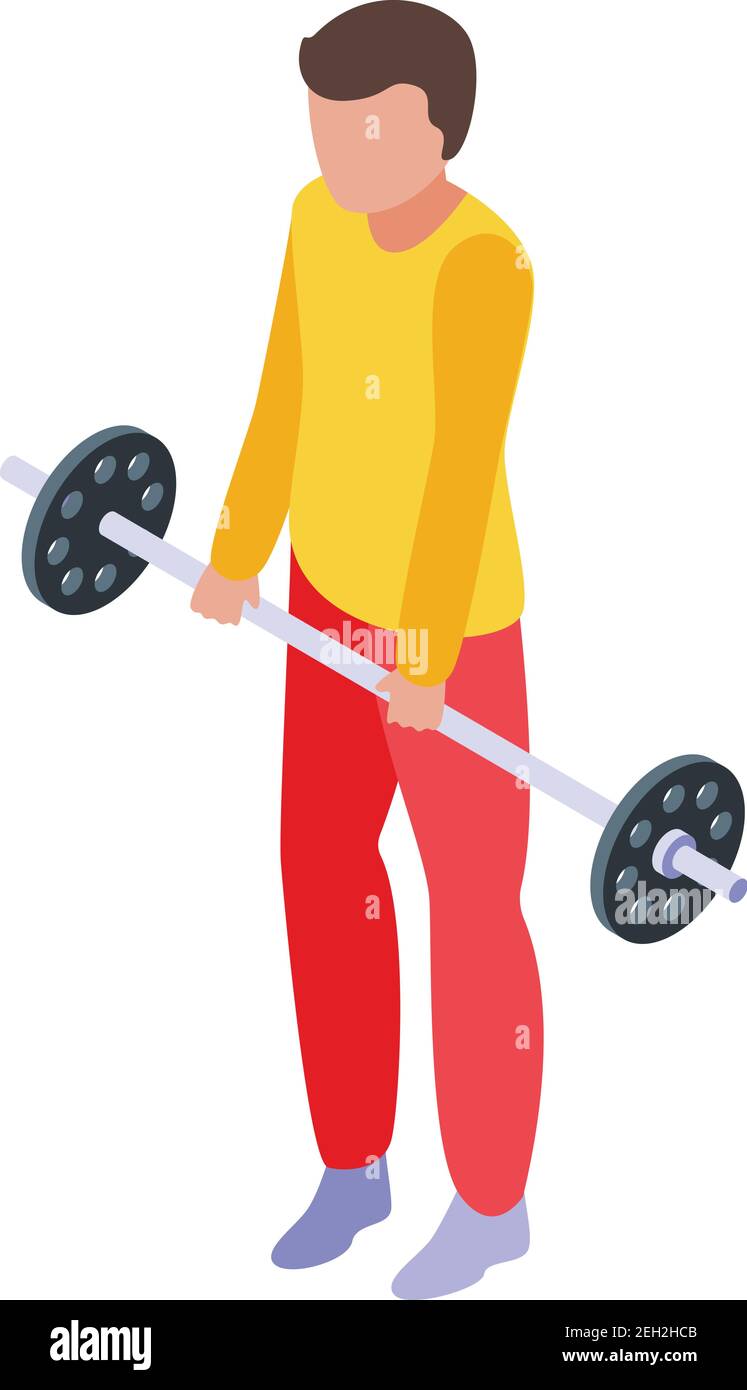 Barbell exercise icon. Isometric of barbell exercise vector icon for ...