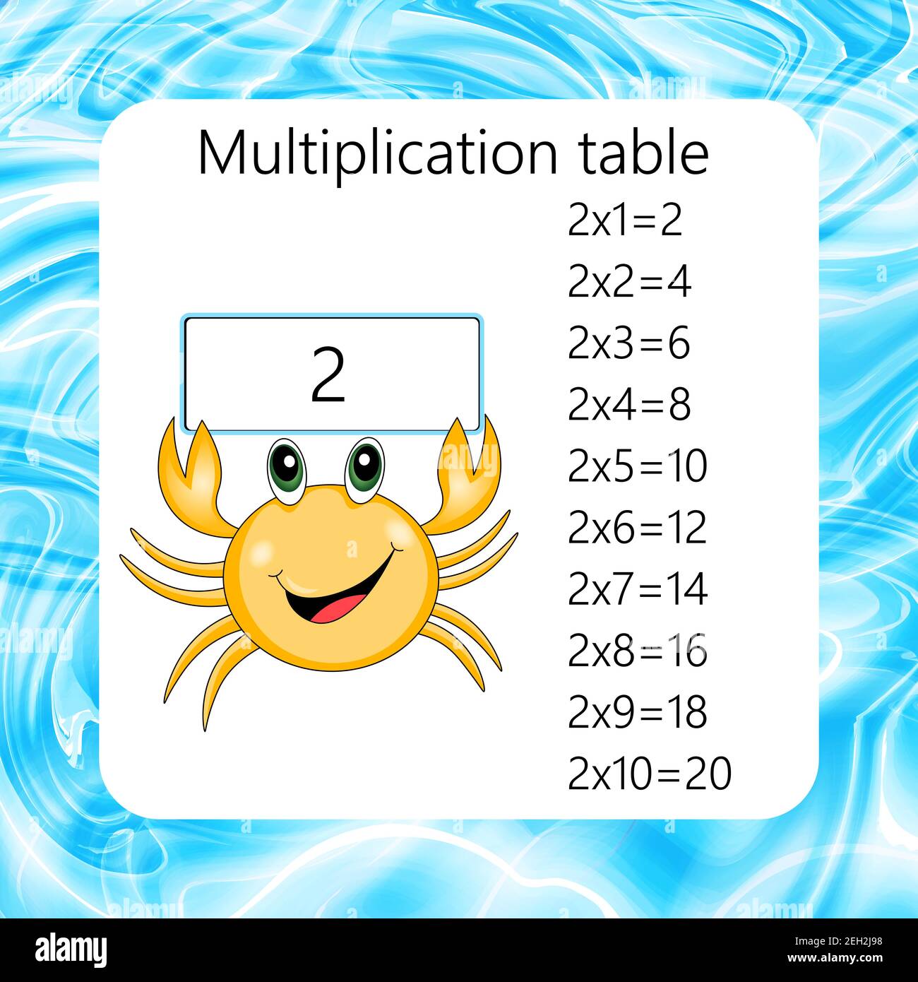 Multiplication Square. School vector illustration with crab ...