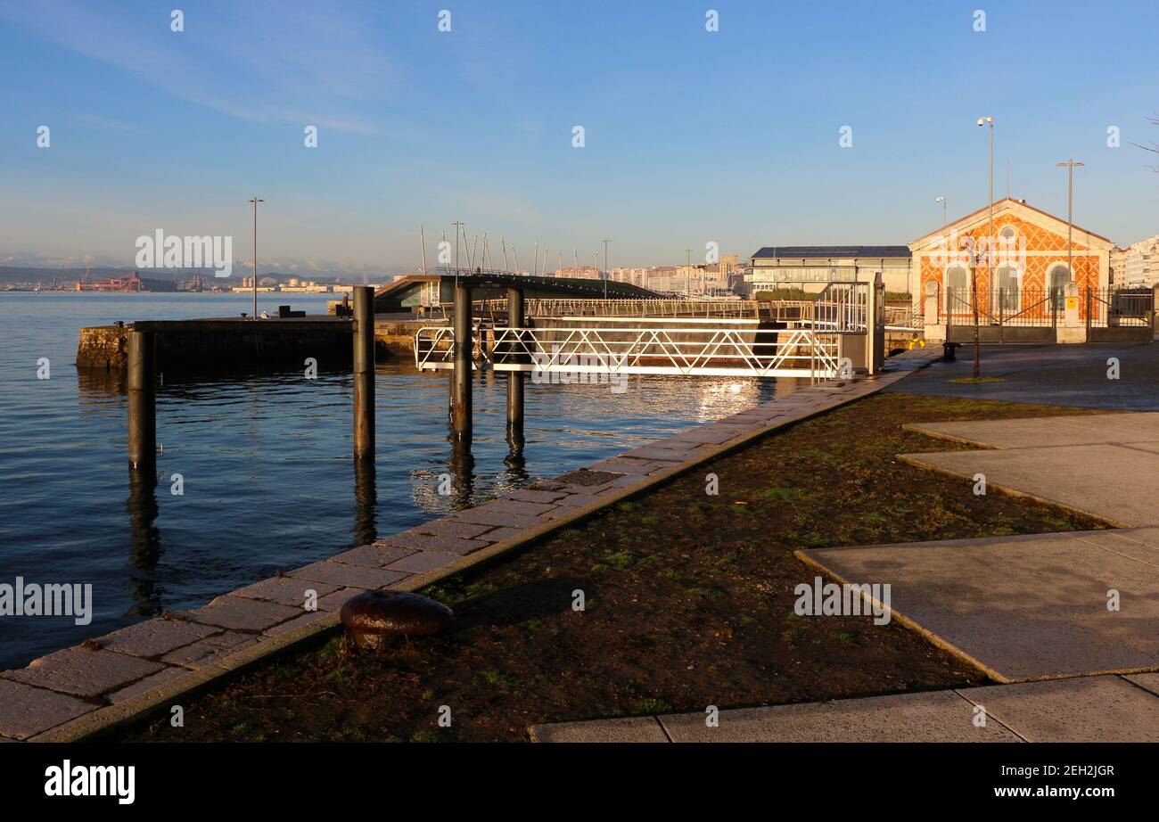 Santander bay Cantabria Spain on a calm winter morning with a metal ...