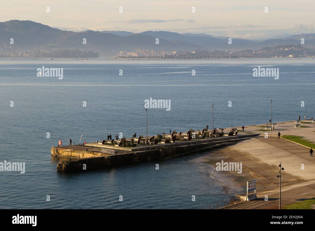 High view of the bay and mountains of Santander Cantabria Spain with ...