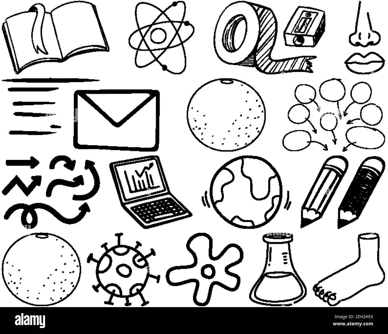Set of item and symbol hand drawn doodle illustration Stock Vector ...