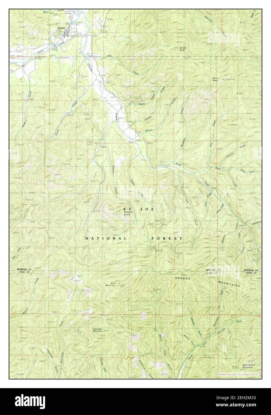 Emida, Idaho, map 1985, 1:24000, United States of America by Timeless ...