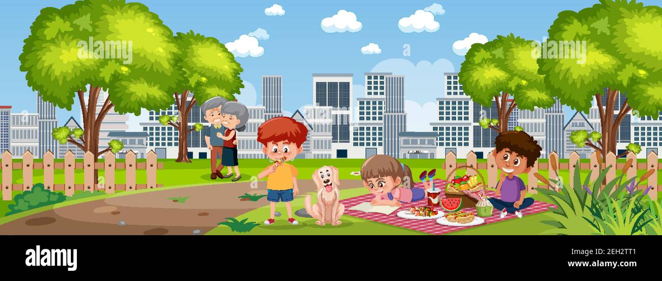 People at the park scene illustration Stock Vector Image & Art - Alamy