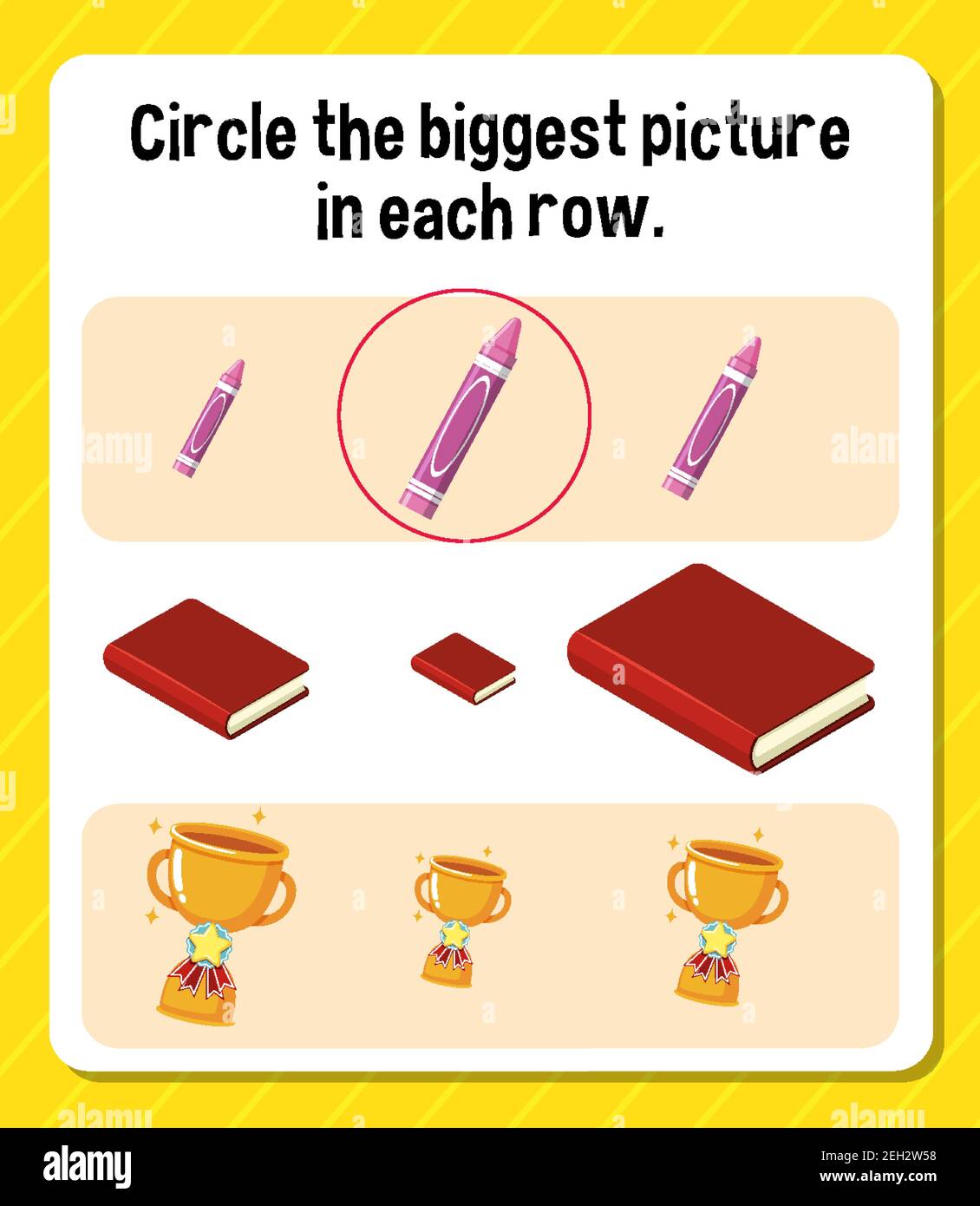 Circle the biggest picture in each row worksheet for children ...