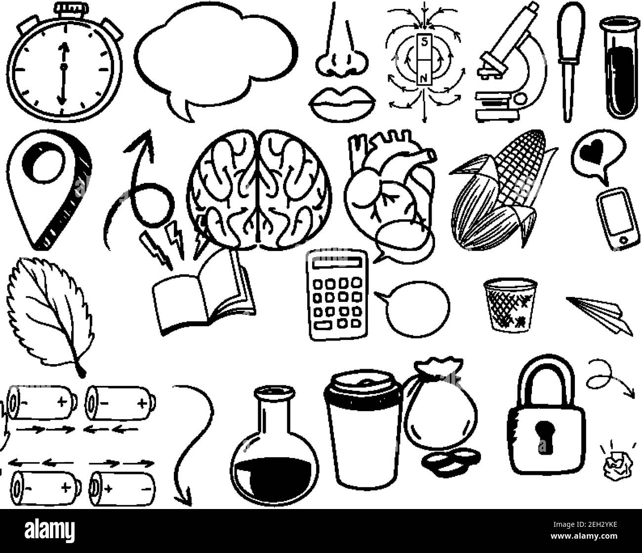Set of item and symbol hand drawn doodle illustration Stock Vector ...