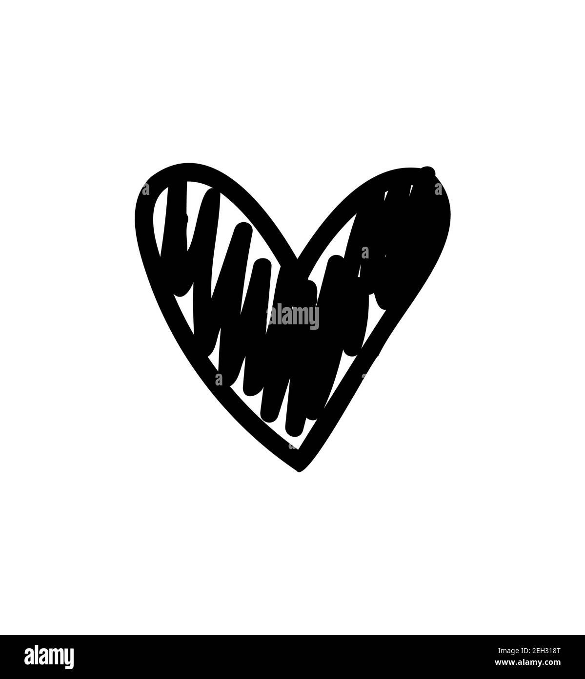 Hand drawn back heart shape vector isolated on white background Stock ...