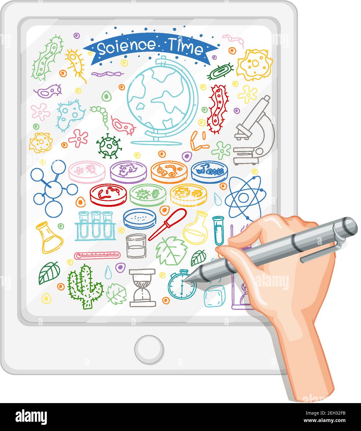 Hand drawing science element doodle on tablet illustration Stock Vector ...