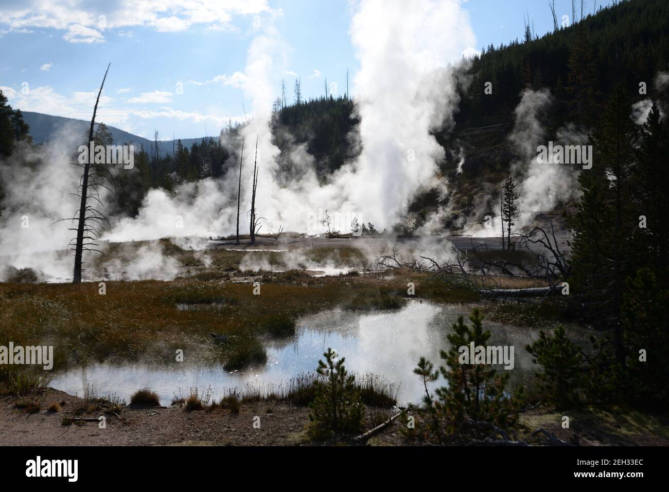 Geothermal features at Yellowstone National Park, Wyoming Stock Photo ...