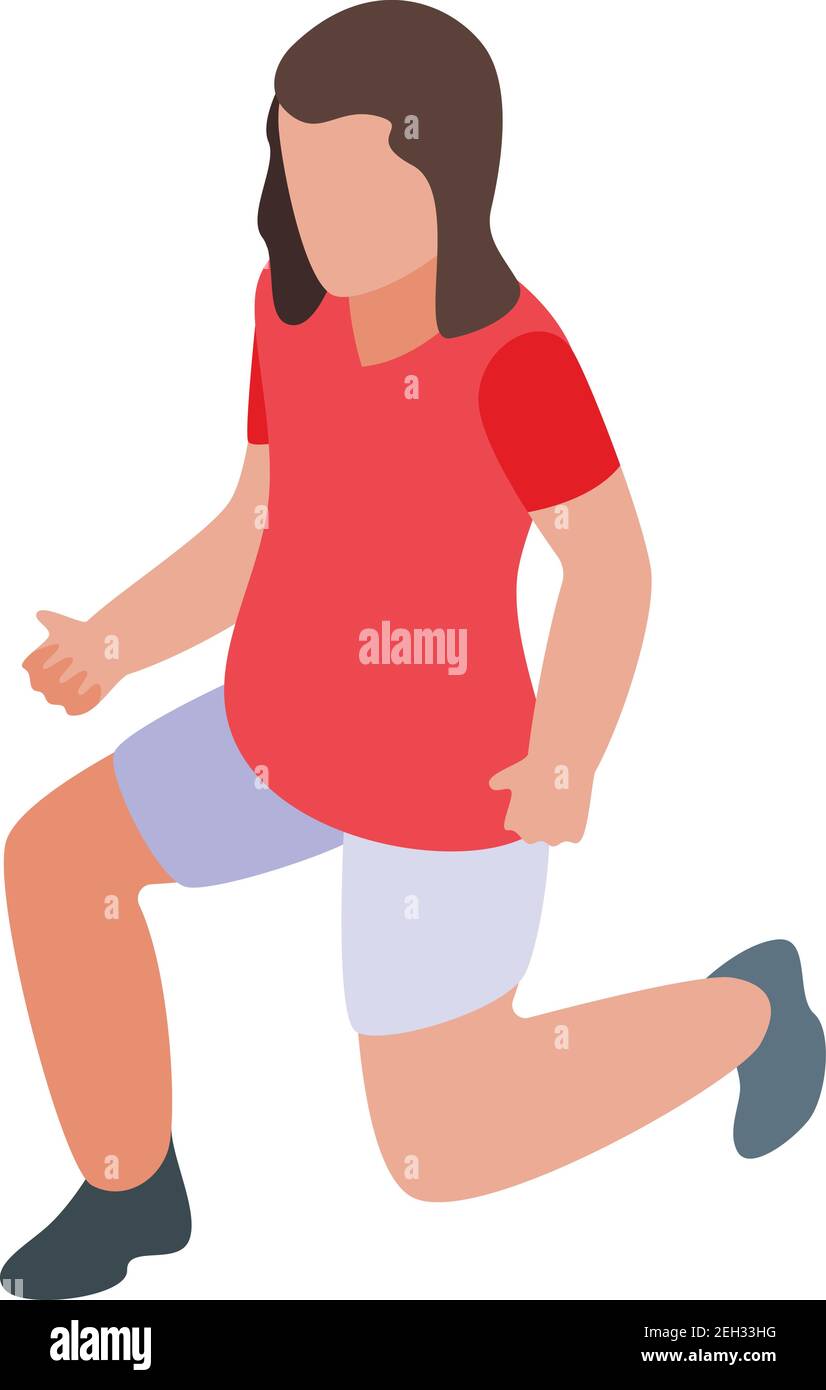 Girl workout exercise icon. Isometric of girl workout exercise vector ...