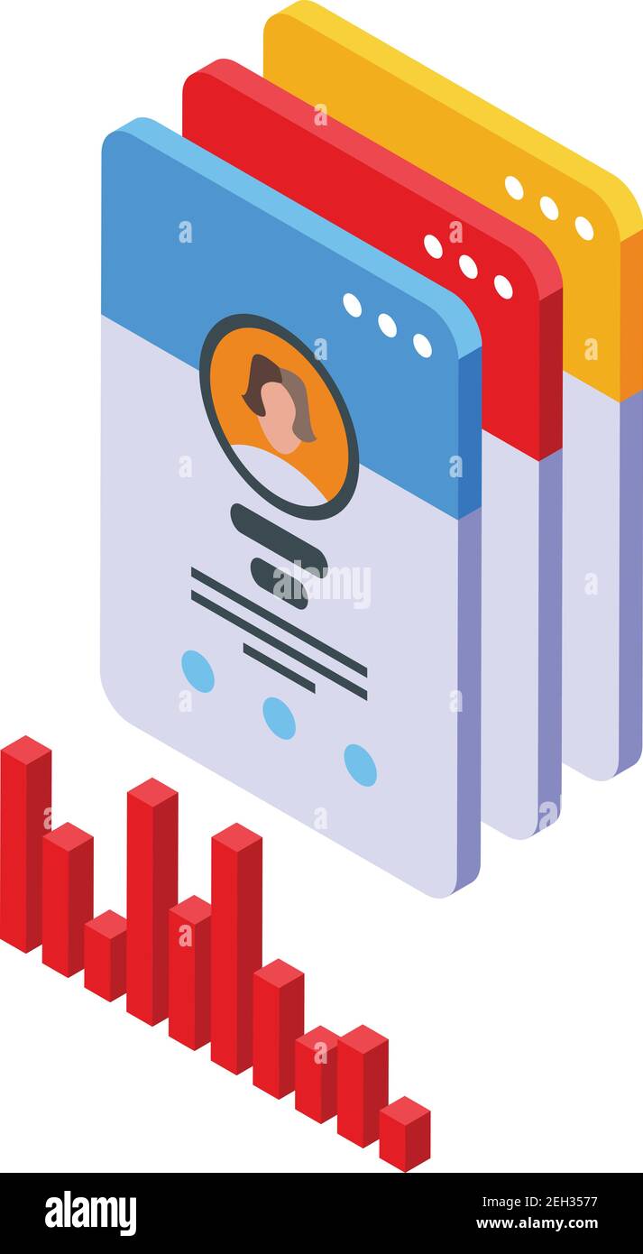 Customer database profiles icon. Isometric of customer database ...
