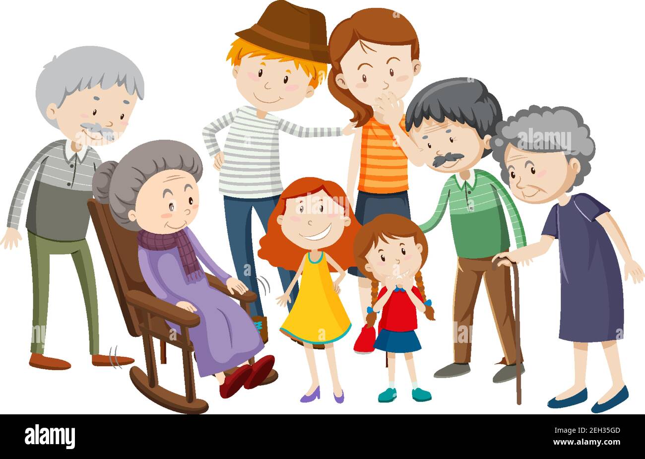 Member of family cartoon character on white background illustration ...