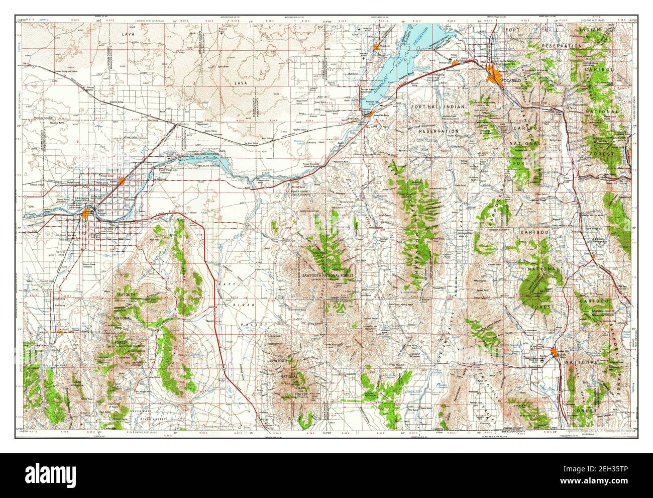 Pocatello, Idaho, map 1958, 1:250000, United States of America by ...